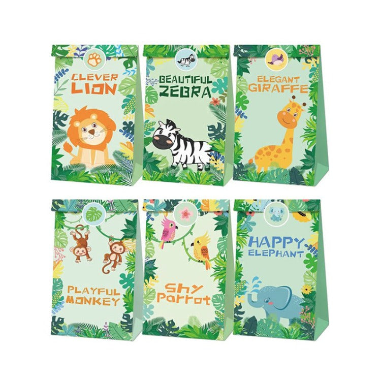 Jungle Animal Paper Party Bag 12 Pcs | Cartoon Gift Candy Treat Gift ...