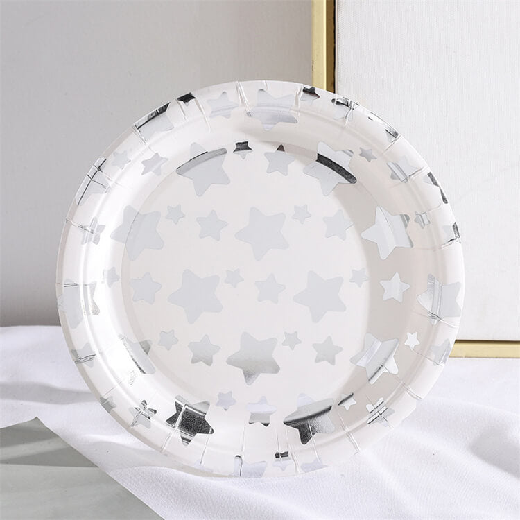 7" Party Paper Plate | Silver Star | Set of 10 | iKids