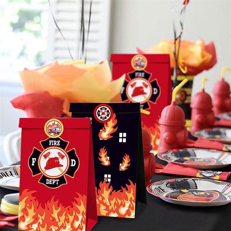 Fireman Paper Party Bag 12 Pcs | Fire Engine Truck Kids Birthday Gift ...