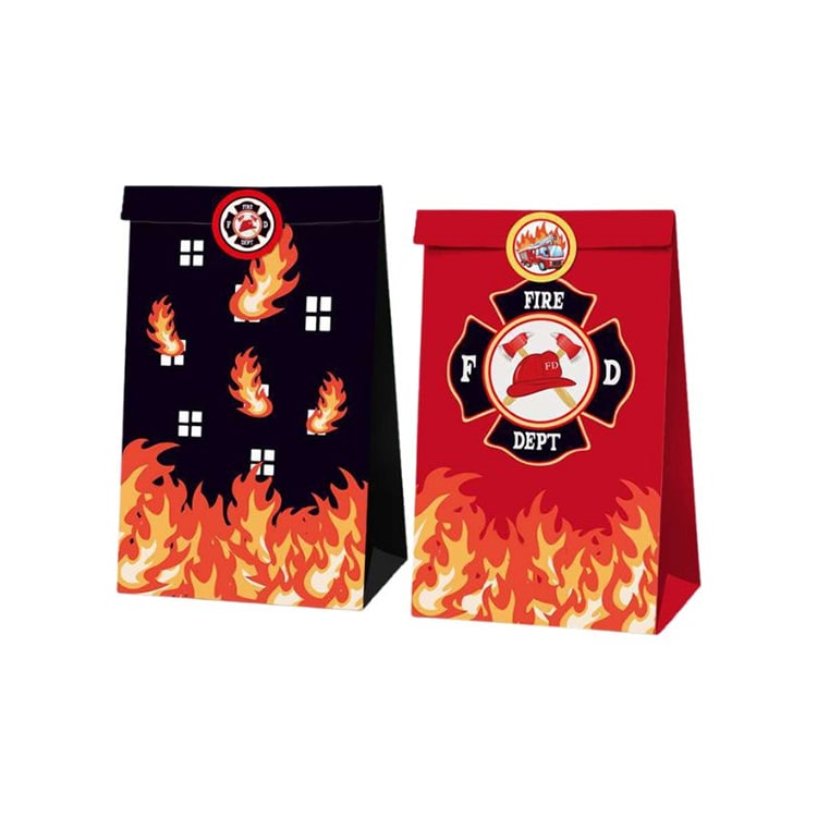 Fireman Paper Party Bag 12 Pcs | Fire Engine Truck Kids Birthday Gift ...