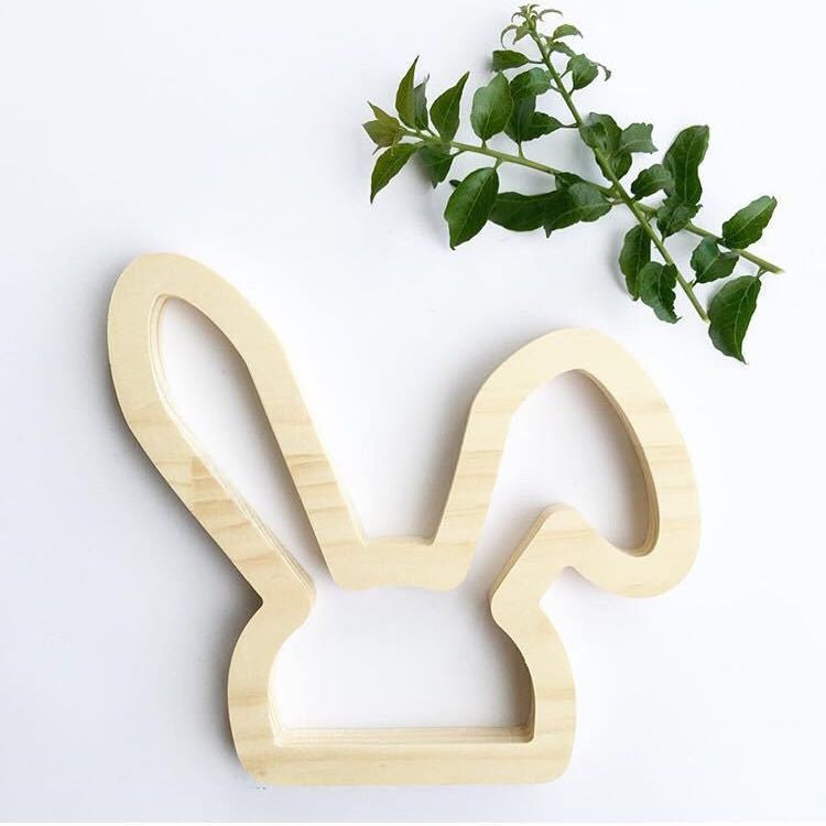 Wooden Rabbit Wall Decor Sticker Nordic Art Room DIY Craft Decoration ...