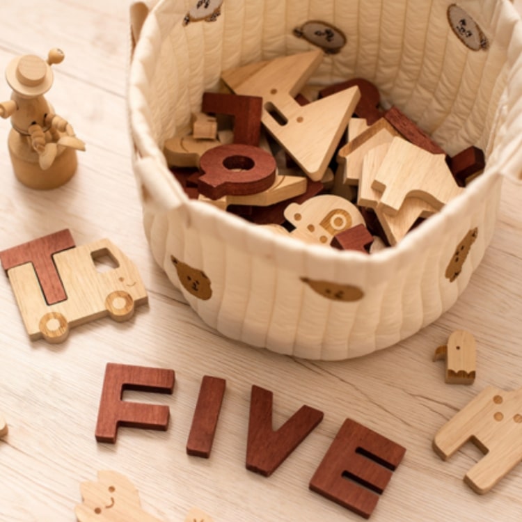 Wooden Alphabet Building Blocks Kit | iKids