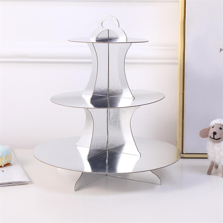 Paper Cake Stand | Silver | Three-Layer | iKids