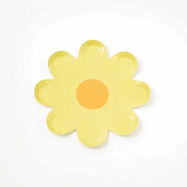 Party Paper Plate | Yellow Daisy Shaped | Set of 10 | iKids