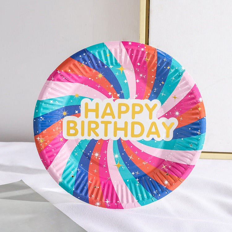 7" Party Paper Plate | Rainbow | Set of 10 | iKids