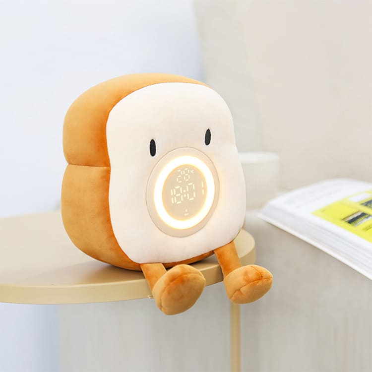Smile Toast Plush Alarm Clock Night Light Nursery Room Decor Cushion ...