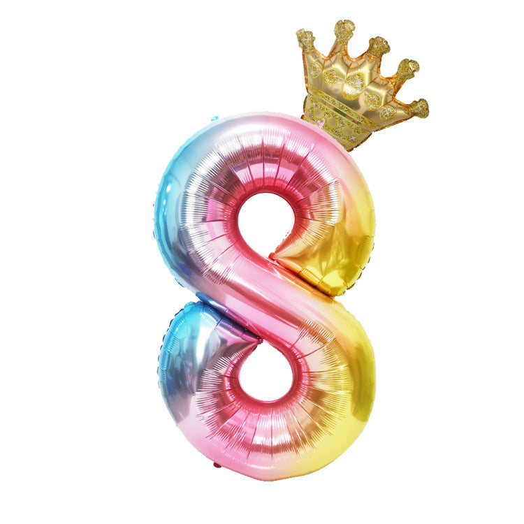 Crown Birthday Balloon Number 8 Wedding New Year Jumbo Huge Giant Foil ...