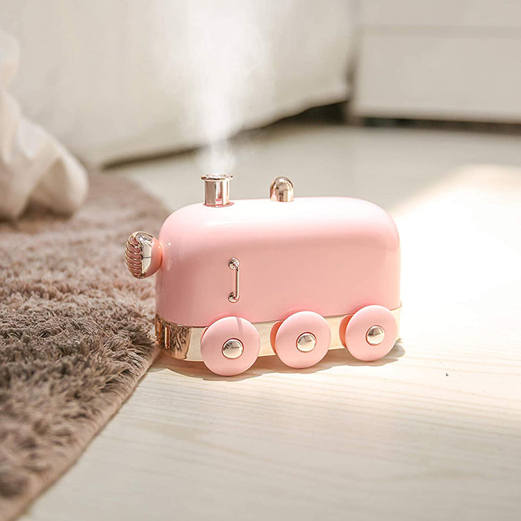 Pink Train Humidifier LED Night Light Function USB UltraQuiet Diffuser ...